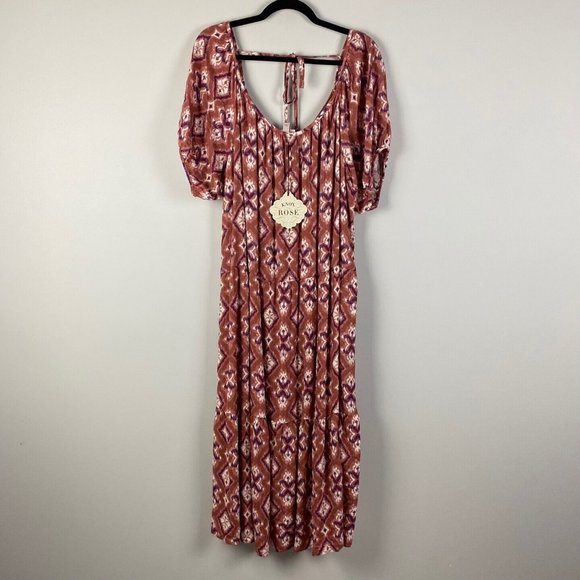 Knox Rose | Dresses | Knox Rose Midi Dress Womens 2x Boho Short Sleeve ...